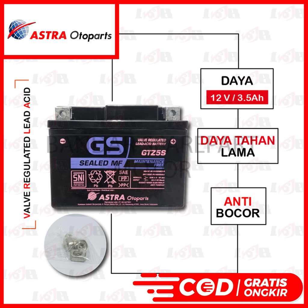 Jual AKI ACCU GS ASTRA KERING GTZ5S ALL MATIC | Shopee Indonesia