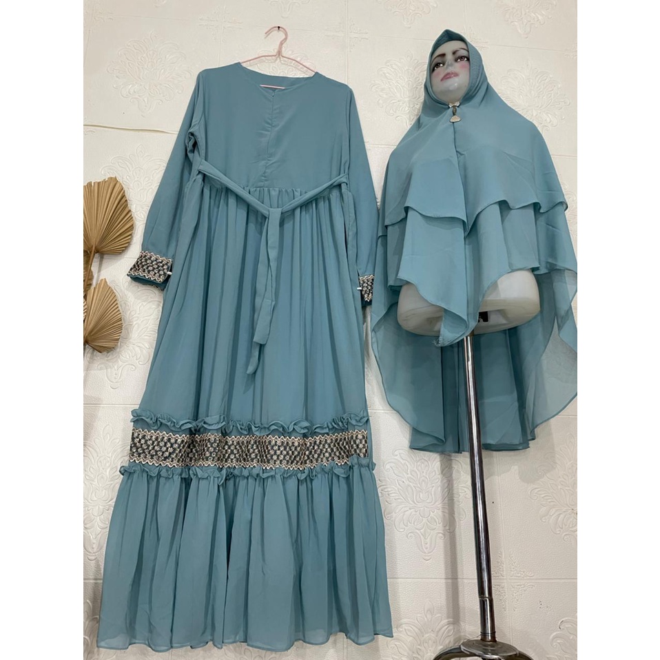 Jual Gamis Syari Ceruty JUMBO LD 124cm | Gamis Ceruty Terbaru Gamis Busui Set Jilbab | Shopee ...