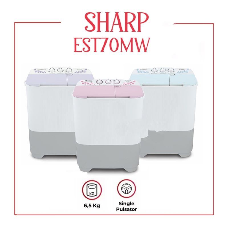 Jual SHARP MESIN CUCI TWIN TUBE 6,5KG EST-70MW | Shopee Indonesia