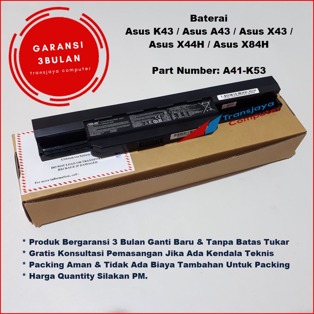 Jual Baterai Asus K43 K43SD K43S K43E K43BY K43SV K43SA K43SM K43U A43 ...