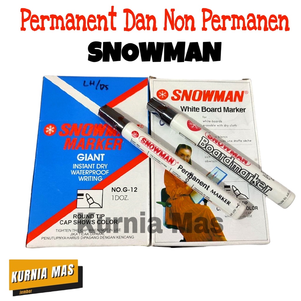 Jual Spidol Hitam SNOWMAN Spidol Permanen Dan Non Permanen | Shopee Indonesia