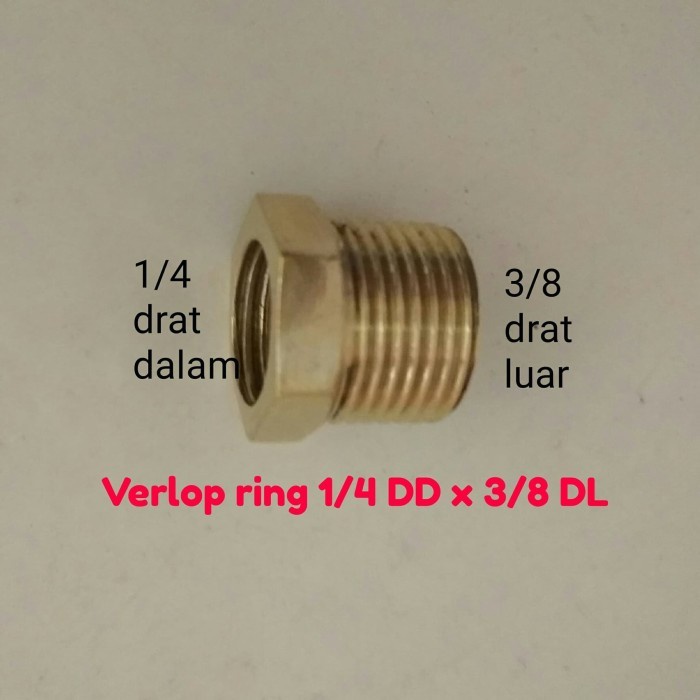 Jual Valve Ring Verloop 1/4 Inch x 3/8 Inch Bahan Kuningan Bushing Vlok ...