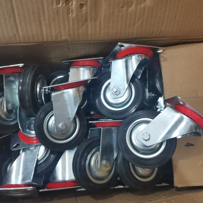 Jual Rodak gerobak 4" hidup roda troli karet roda troly 4 inch roda ...