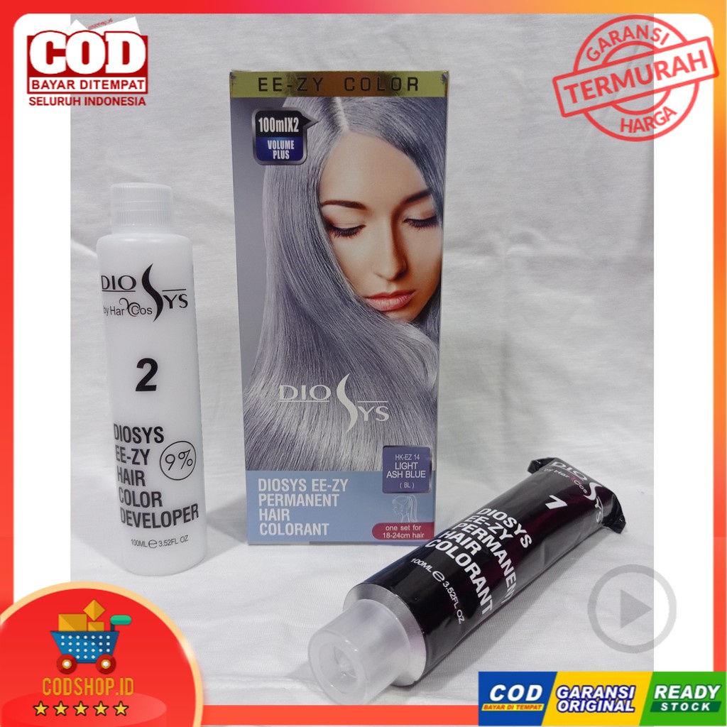 Jual Cat rambut hair color Diosys 100ml warna BIRU ABU LIGHT ASH BLUE ...