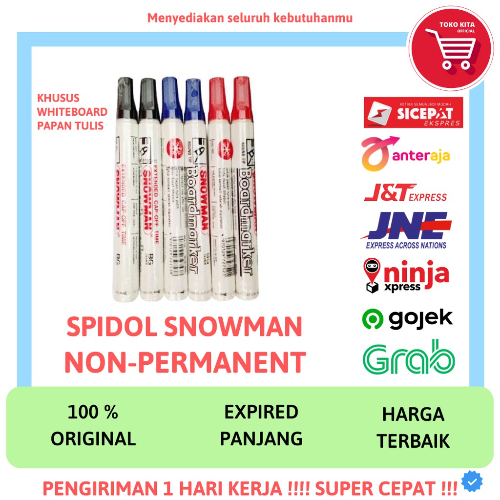 Jual SPIDOL SNOWMAN MARKER NON PERMANENT NON PERMANEN SPIDOL WHITEBOARD ...