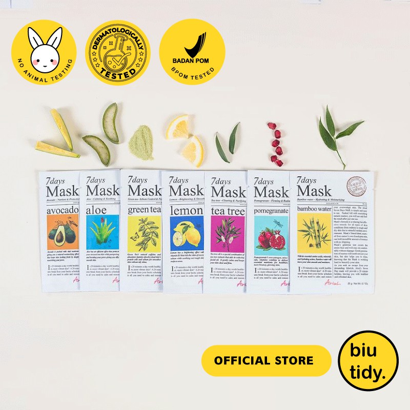 Jual [BPOM] ARIUL 7 Days Mask Sheet 20g / Sheet Mask / Masker Wajah ...