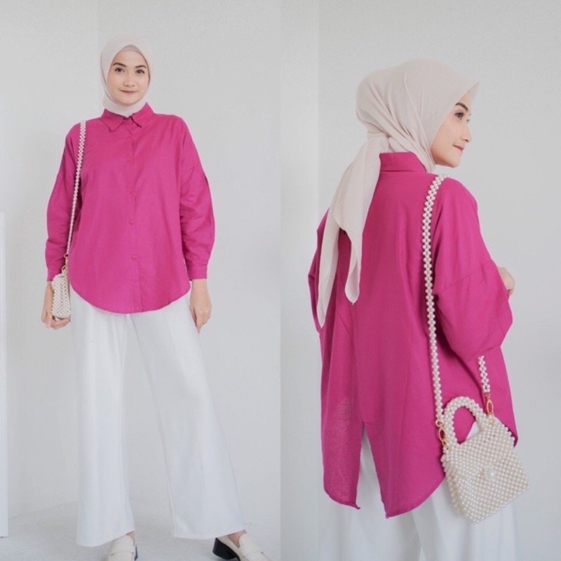 Jual Nelka Shirt Linen - Kemeja Oversize Linen Wanita | Shopee Indonesia
