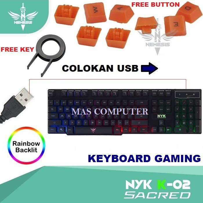 Jual NYK Keyboard Gaming K02 SACRED Full size Ligthing | Shopee Indonesia