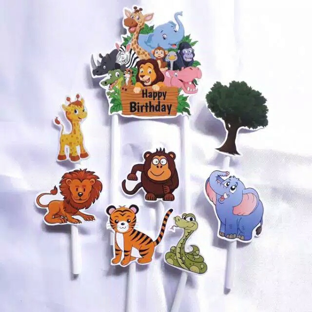 Jual satu set topper toper cake hiasan kue ulang tahun karakter animal ...