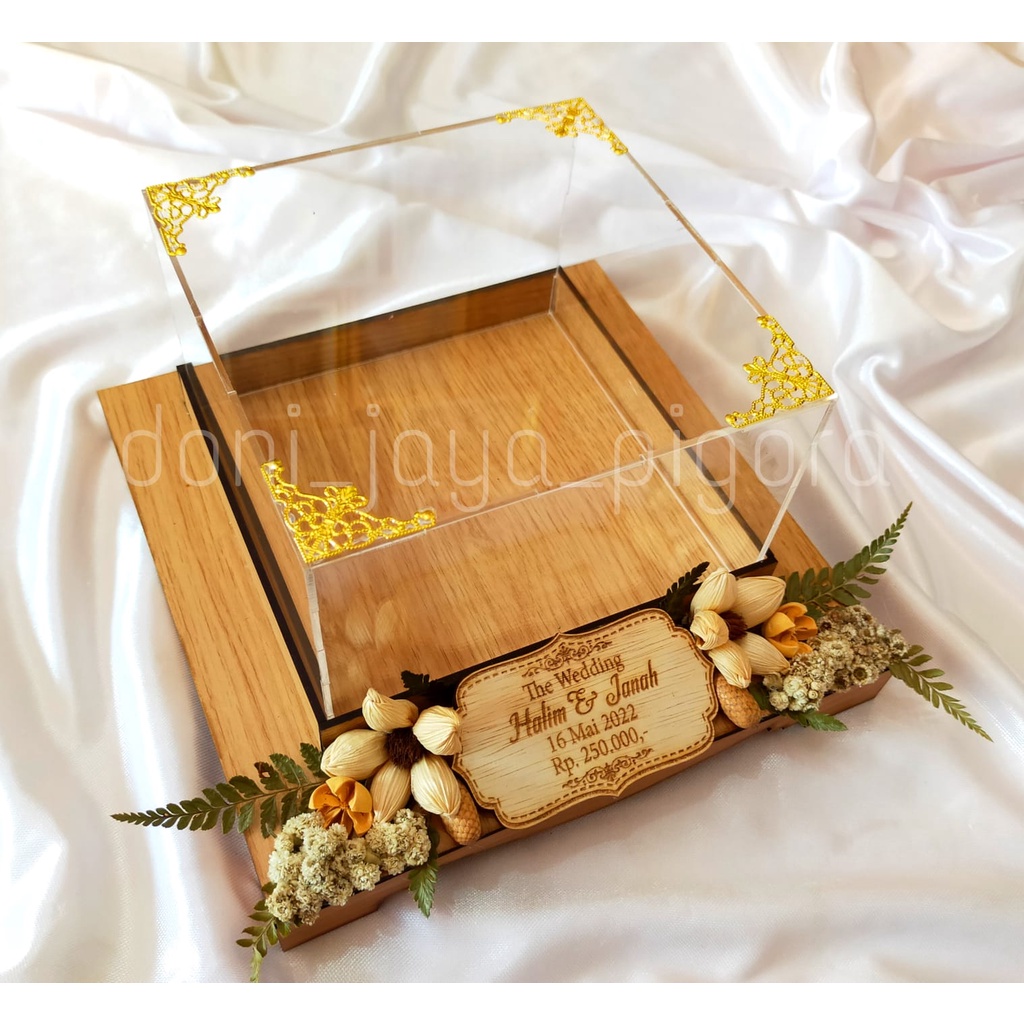 Jual [BESAR] Kotak Uang Mahar Rustic Besar / Box Uang Dried Flower ...