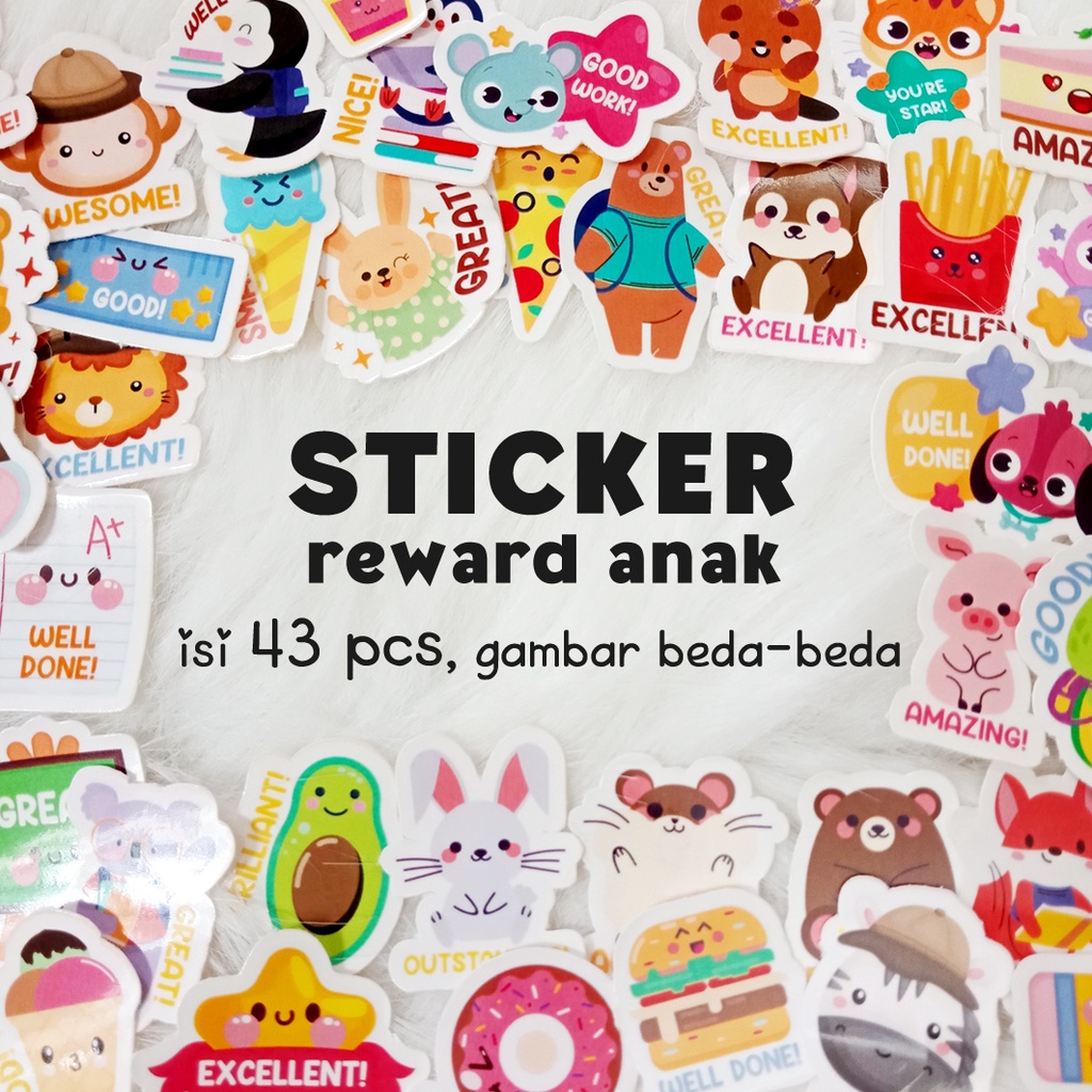 Jual Sticker Reward Anak isi 43 pcs / stiker lucu | Shopee Indonesia