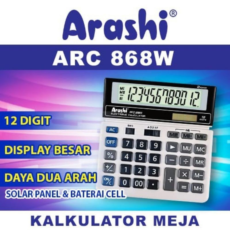 Jual Kalkulator Calculator Calc ARC 868W/868C 2 Digit Layar Besar Merk ...