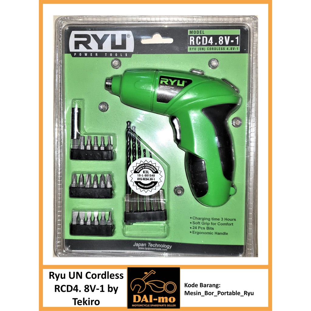 Jual Mesin Bor Portable Ryu Tekiro Asli Ori/ Mesin Bor Cordless/ Bor ...