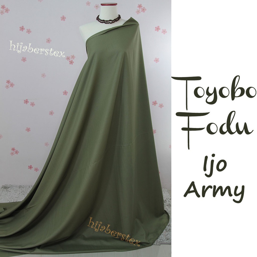 Jual 1/2 Meter Kain TOYOBO FODU Ijo Army (ecer warna) | Shopee Indonesia