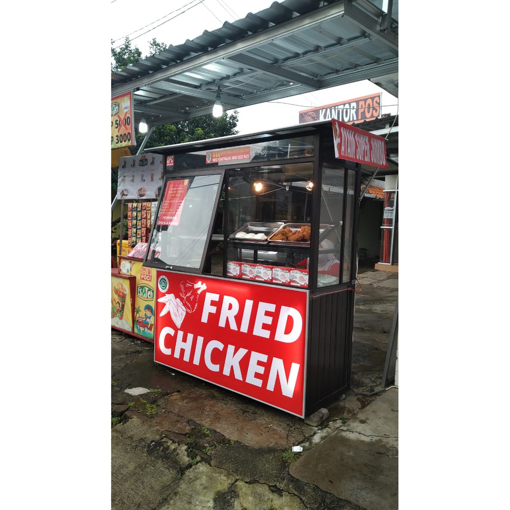 Jual Gerobak Booth Stand Rombong Etalase Aluminium Ayam Geprek Fried ...