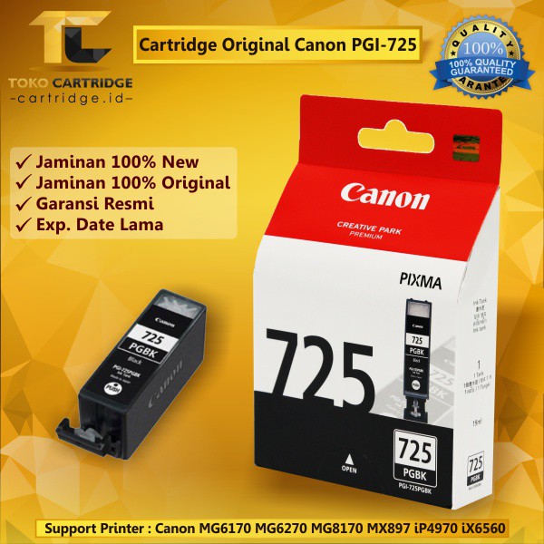Jual Cartridge Canon 725 Black Tinta Printer Canon PGI 725 BK katrid ...