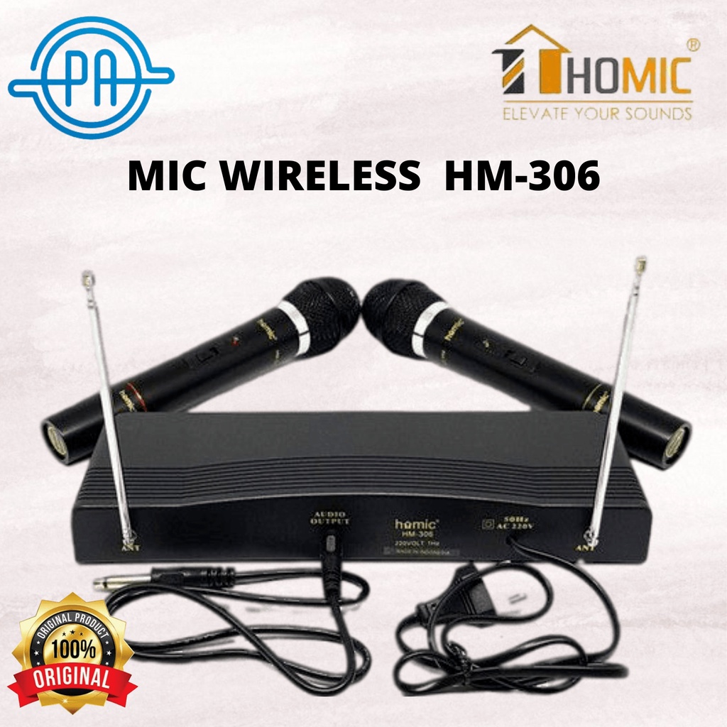 Jual Mic Microphone HOMIC Double Wireless HM-306 HM306 VHF Series ...
