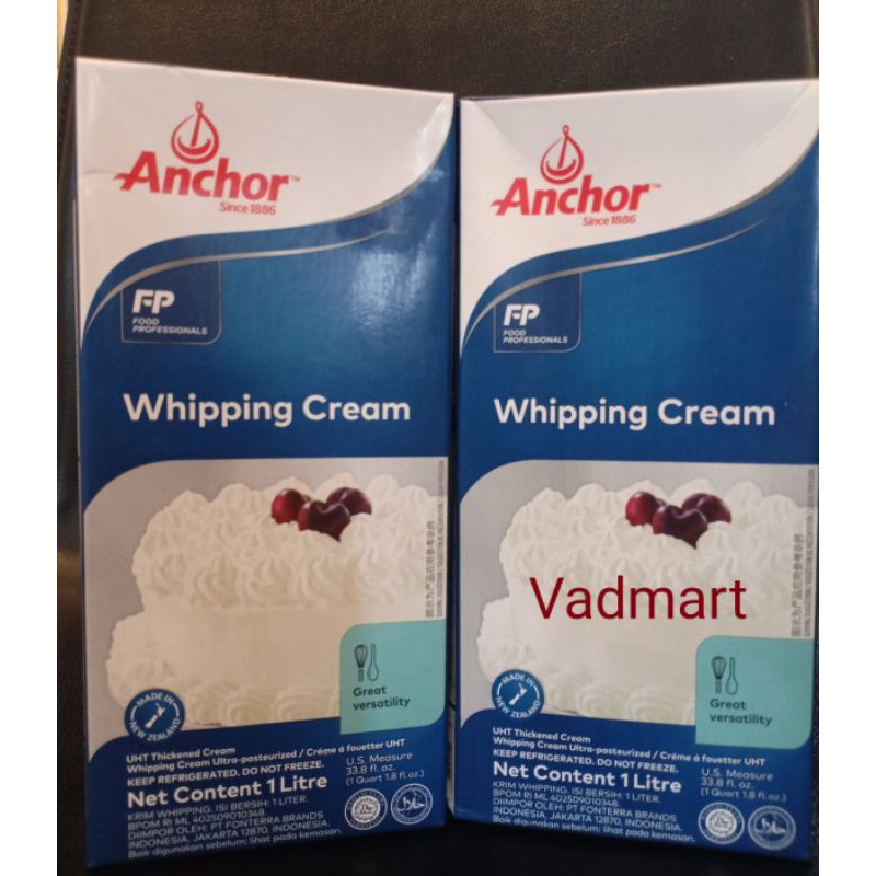 Jual Anchor whipping cream 1 liter / dairy whipping cream | Shopee ...