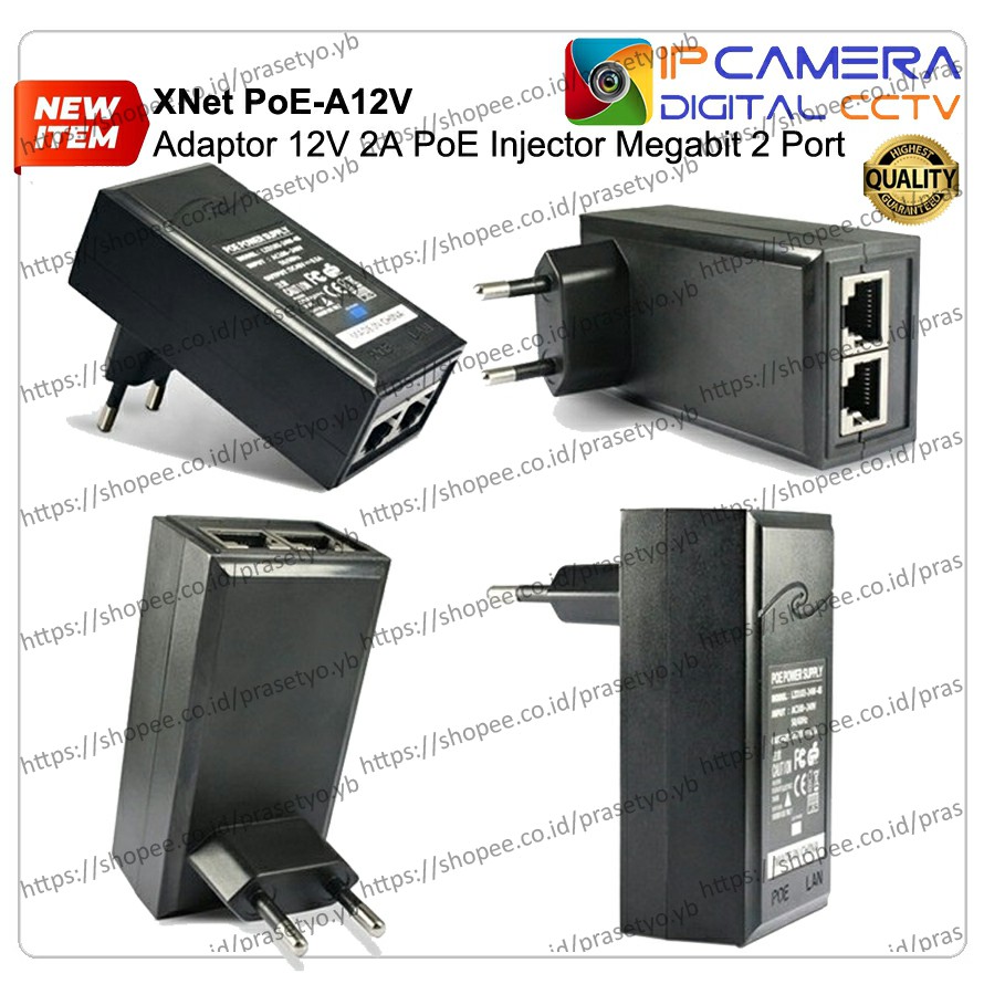 Jual PoE Adaptor 12V 2A Poe Injector Megabit 10/100 | Shopee Indonesia