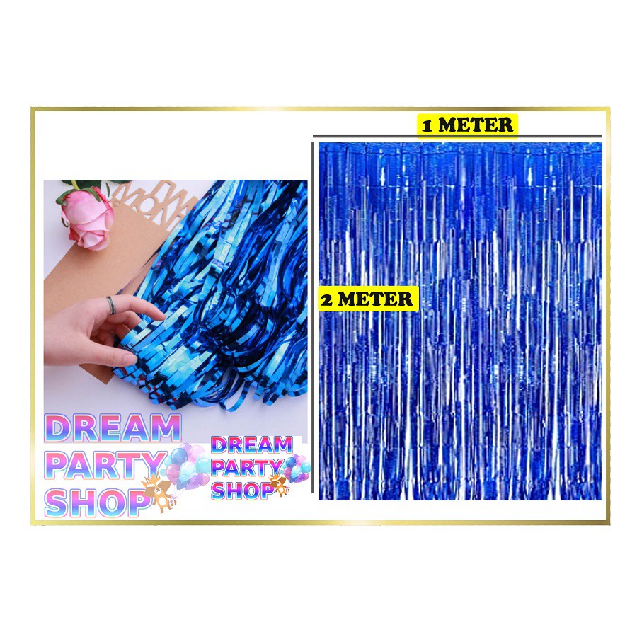 Jual Tirai Biru Foil/ Tirai Foil Biru/ Tirai Ultah/ Background Ultah ...