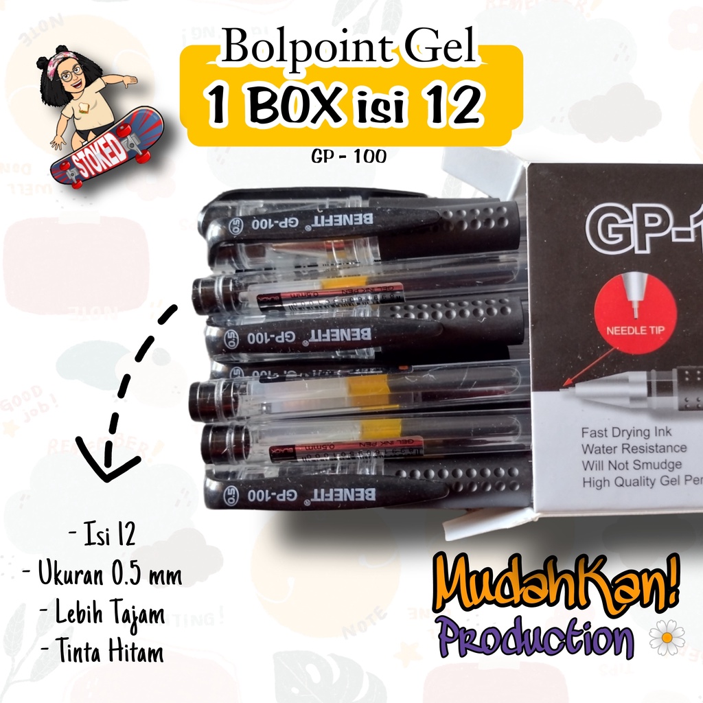 Jual BENEFIT PULPEN GEL 0.5 mm GP-100 [ 1 Box isi 12 ] [ 1 Box isi 6 ...