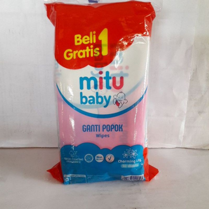 Jual mitu baby wipes beli 1 gratis 1(2×50sheet)all variant | Shopee ...