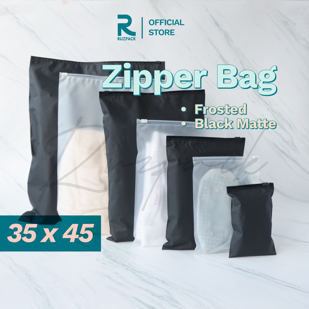 Jual [35 x 45CM] Zipper Bag Frosted Pouch Mika Kantong Plastik Baju ...