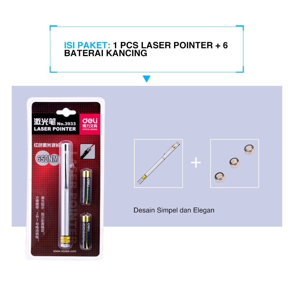 Jual Deli Laser Pointer Wireless 3 in 1 Pen Laser Presentasi Bisa ...
