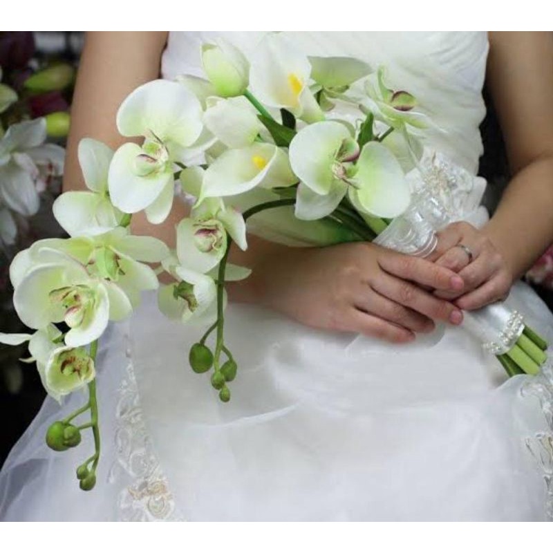 Jual Hand Buket Pengantin Anggrek Bulan Premium | Shopee Indonesia