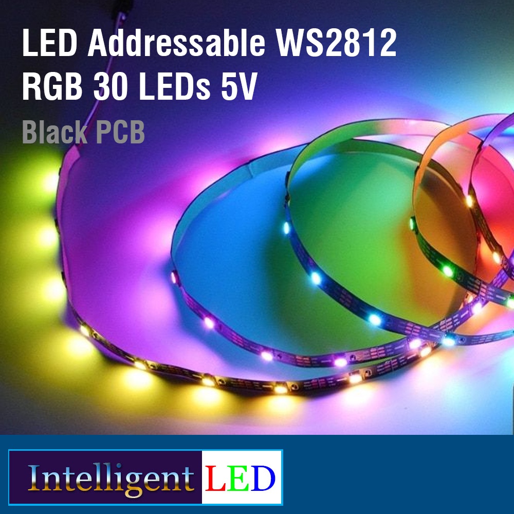Jual LED Addressable WS2812 RGB 30 LEDs/Meter 5V Black PCB 5 Meter ...