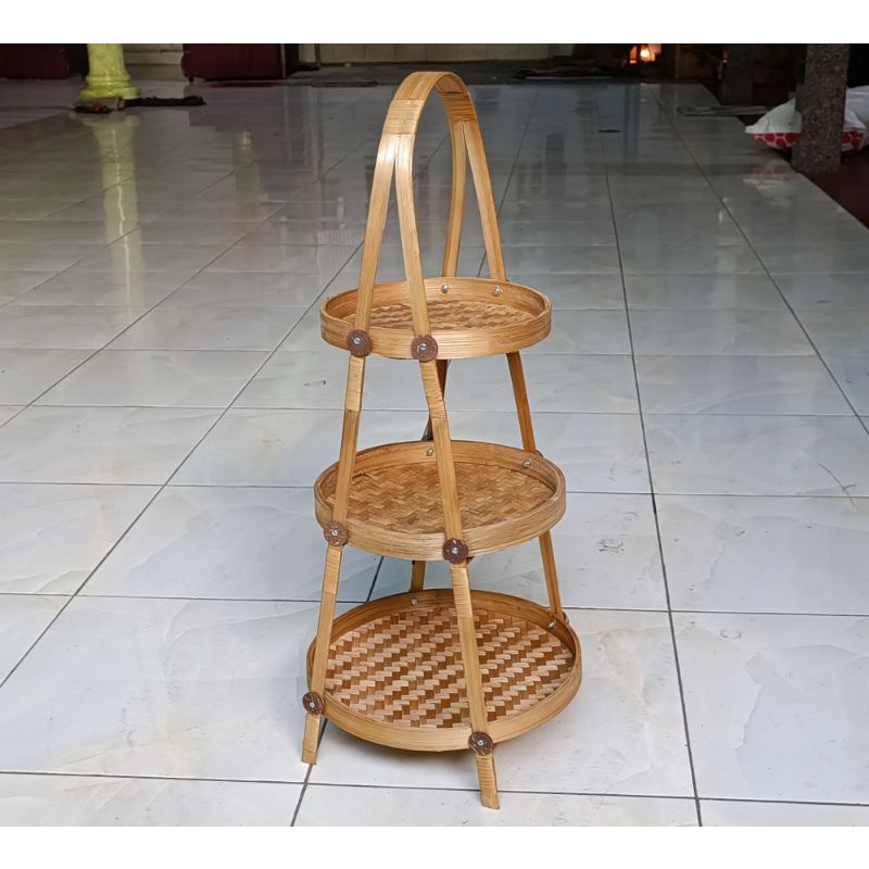 Jual Rak Bambu Susun 3 | Rak Tumpeng | Rak Buah | Tempat bumbu susun ...