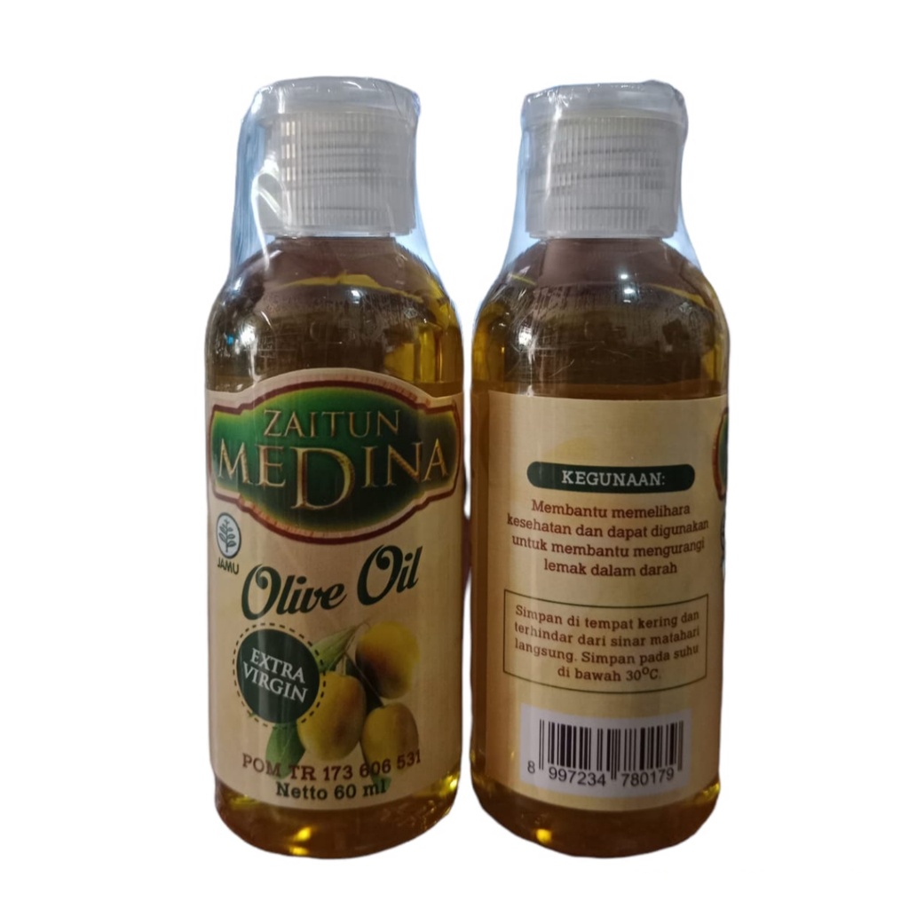 Jual Zaitun Medina Olive Oil Extra Virgin Olive Oil 60 ML | Shopee ...