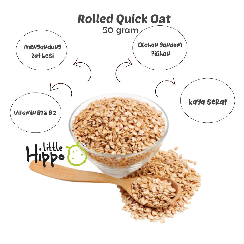 Jual Rolled Quick Oat (oat cacah) 50 Gram Mpasi Bayi / Biji Organik ...