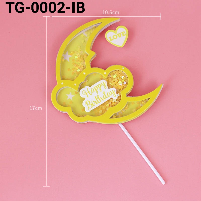 Jual GR-TG-0002 Cake topper hiasan kue BIRTHDAY CUPCAKE bulan bintang ...