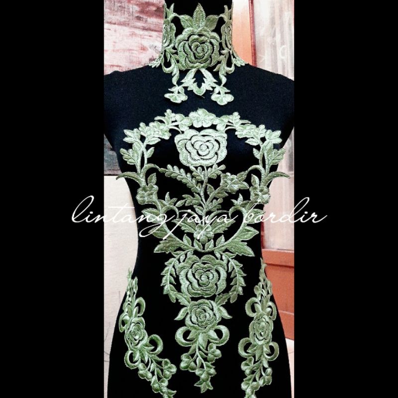 Jual Renda bordir kebaya bunga mawar aplikasi | Shopee Indonesia
