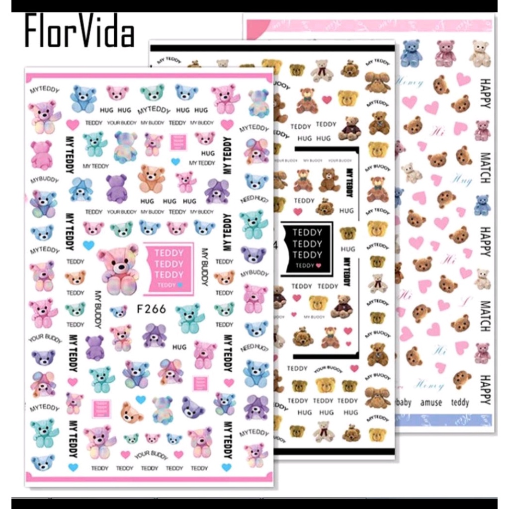Jual stiker DECAL WATER nail art boneka beruang cute bear cute coklat ...