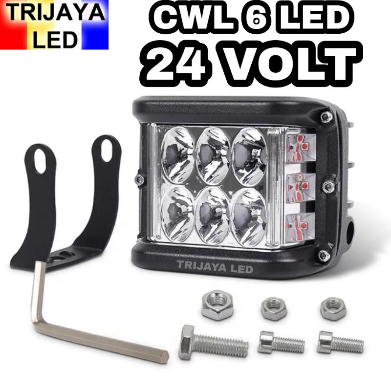 Jual Lampu Tembak Sorot 24 Volt LED CWL 6 Mata Flash Running Biru Merah Truk Bus Canter Fuso ...