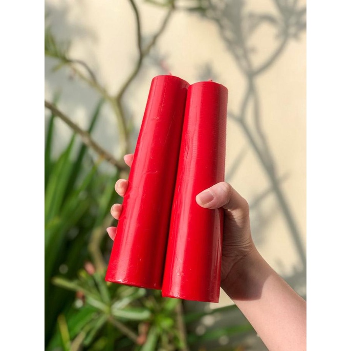 Jual ~~~~~] Lilin Merah Besar Jumbo Tinggi 20 cm Diameter 5 cm Isi 2 ...