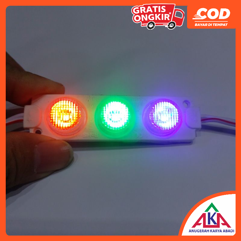 Jual Lampu LED 3 Mata Jumbo RGB (Red Green Blue) 12V / 24V | Shopee ...