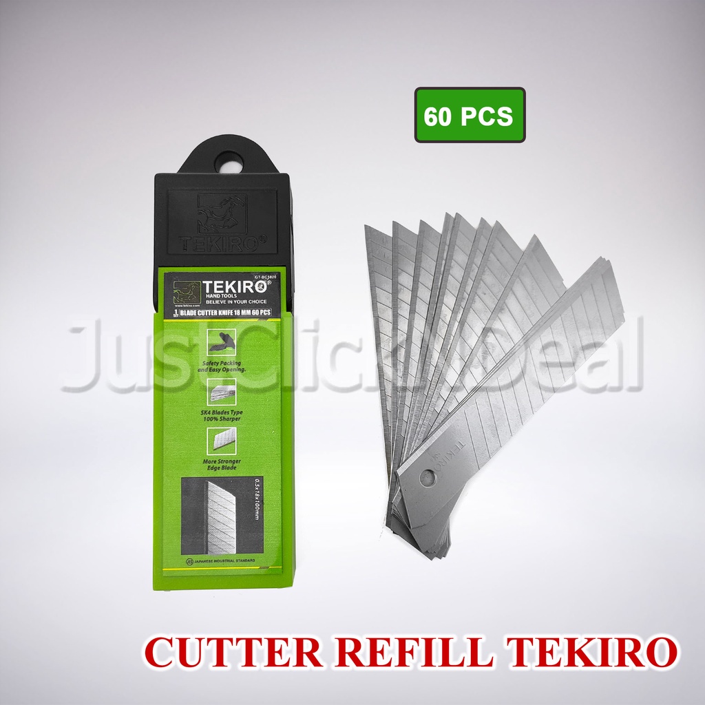 Jual Tekiro Isi Ulang Cutter Besar 10 60 pcs 18 mm Blade Cutter Knife ...