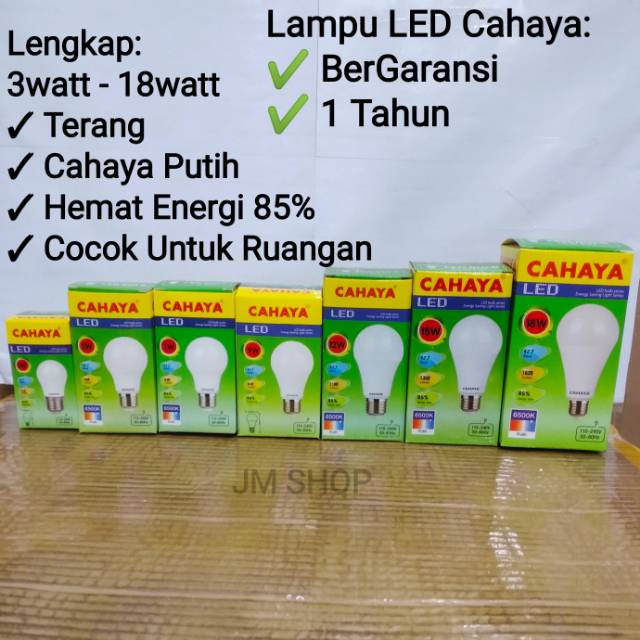 Jual LAMPU LED CAHAYA BERGARANSI LENGKAP 3WATT - 18WATT HEMAT ENERGI ...