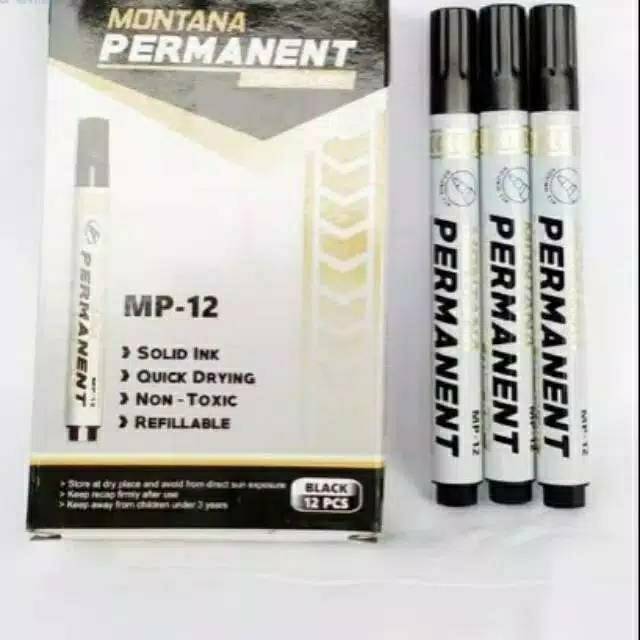 Jual Spidol Permanent / Montana Permanent Marker Black per Pack (isi 12 ...