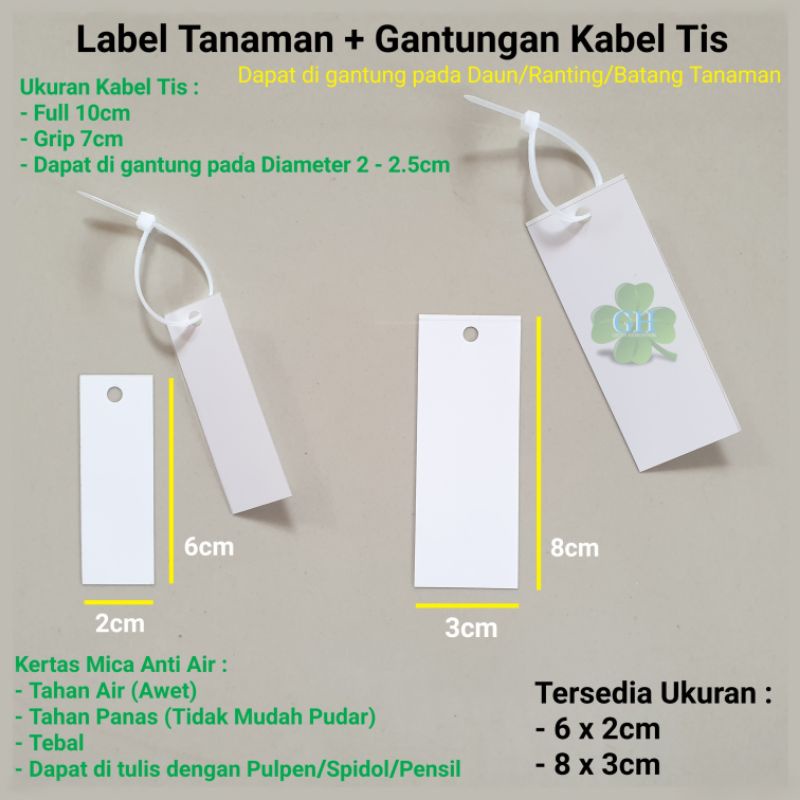 Jual Label Tanaman 6x2cm 8x3cm + Gantungan Kabel Tis/Name Tag - Kertas Anti Air | Shopee Indonesia