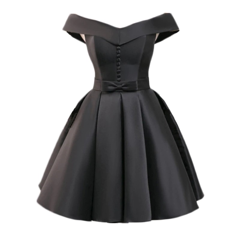 Jual ANGELSBRIDEP Short Black Prom Dress Sexy Formal Party Gown Satin V ...