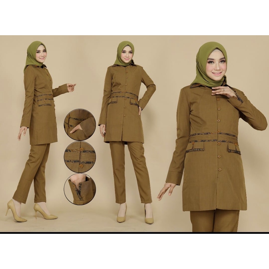 Jual Seragam Dinas Wanita Pemda Tua Set Rok A Tunik Blazer Pemda Tua Stelan Celana Seragam PNS ...
