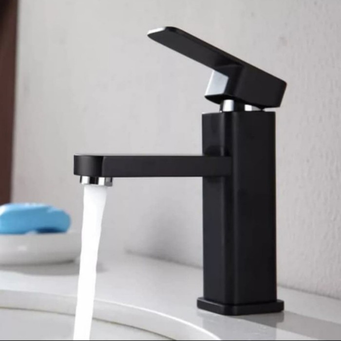 Jual T.Lillie - Kran Wastafel Panas Dingin Hitam / Kran Wastafel Kotak ...