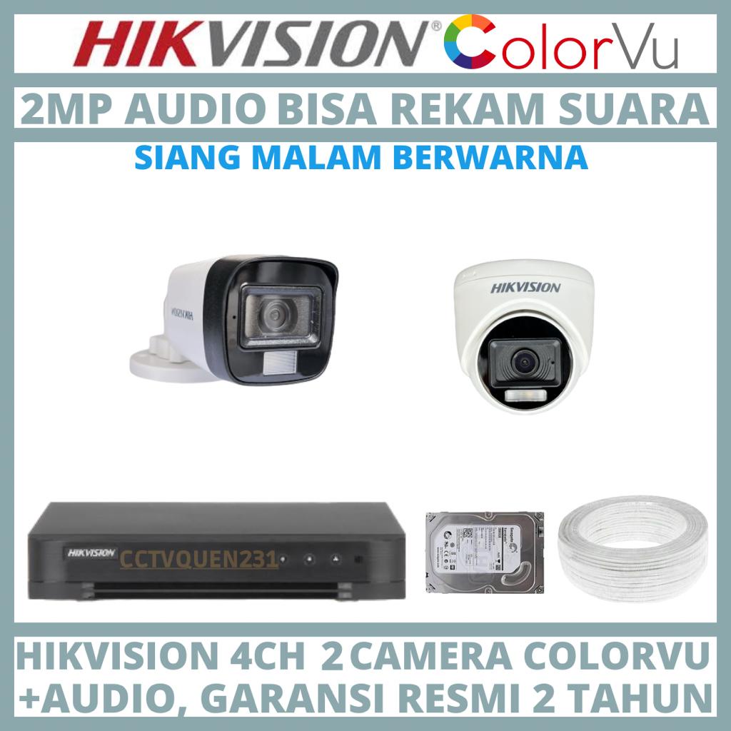 Jual PAKET CCTV HIKVISION COLORVU 2MP 4 CHANNEL 2 CAMERA AUDIO TURBO HD KAMERA CCTV | Shopee ...