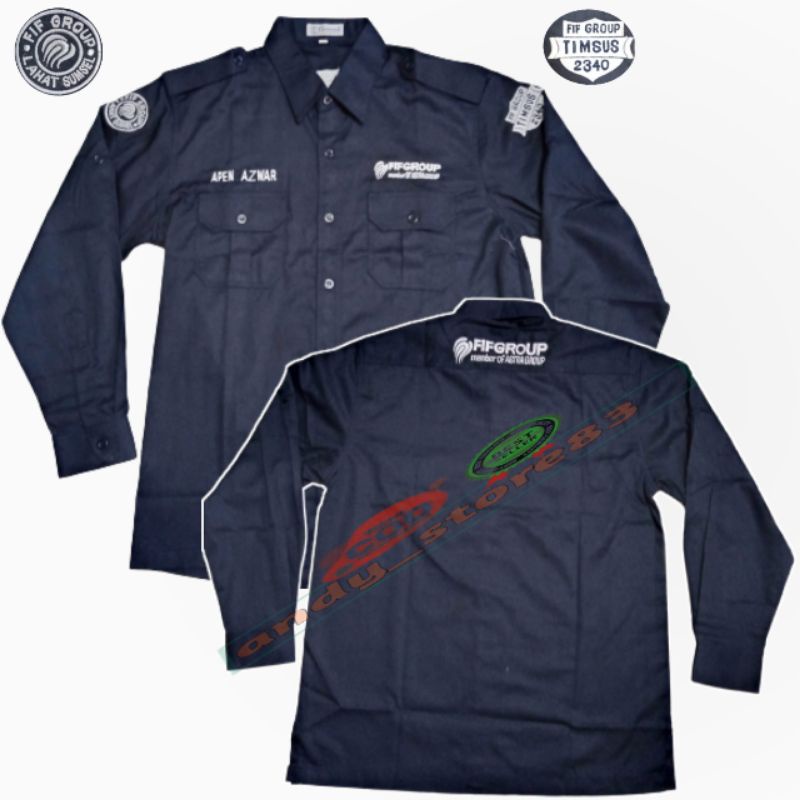 Jual kemeja FIF GROUP biru Dongker tangan panjang | Shopee Indonesia