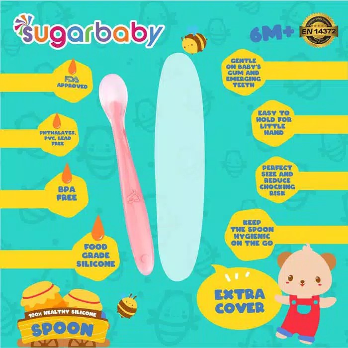 Jual Sugar Baby Healthy Silicone Spoon With Cover (SILSPOONCOV ...