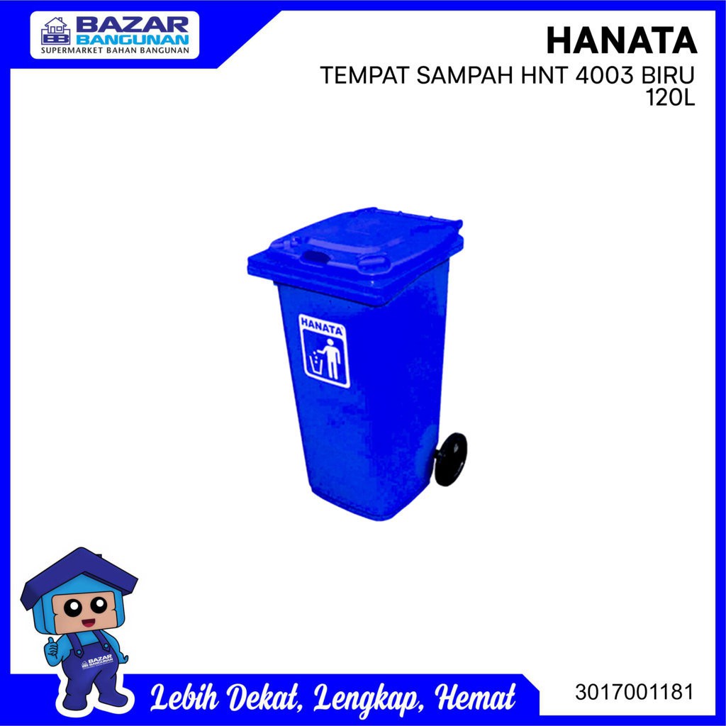 Jual Hanata - Tong Tempat Sampah Dustbin Roda Gerobak Hnt 4003 Hnt4003 Biru | Shopee Indonesia